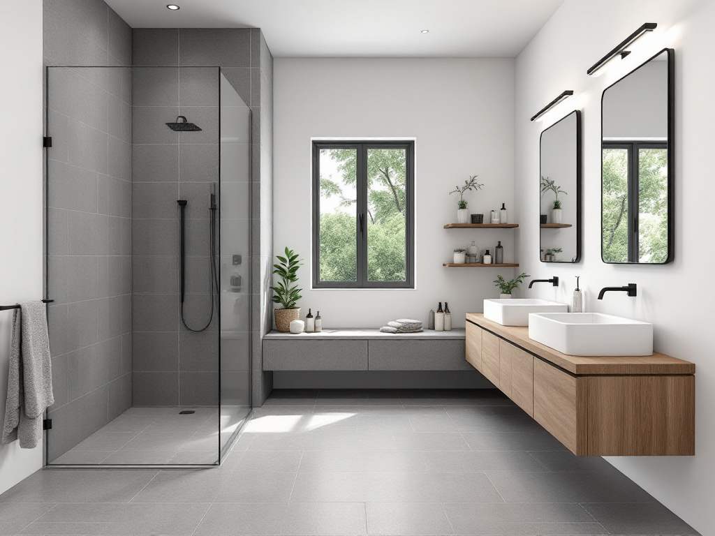 Badezimmer Grau Weis
