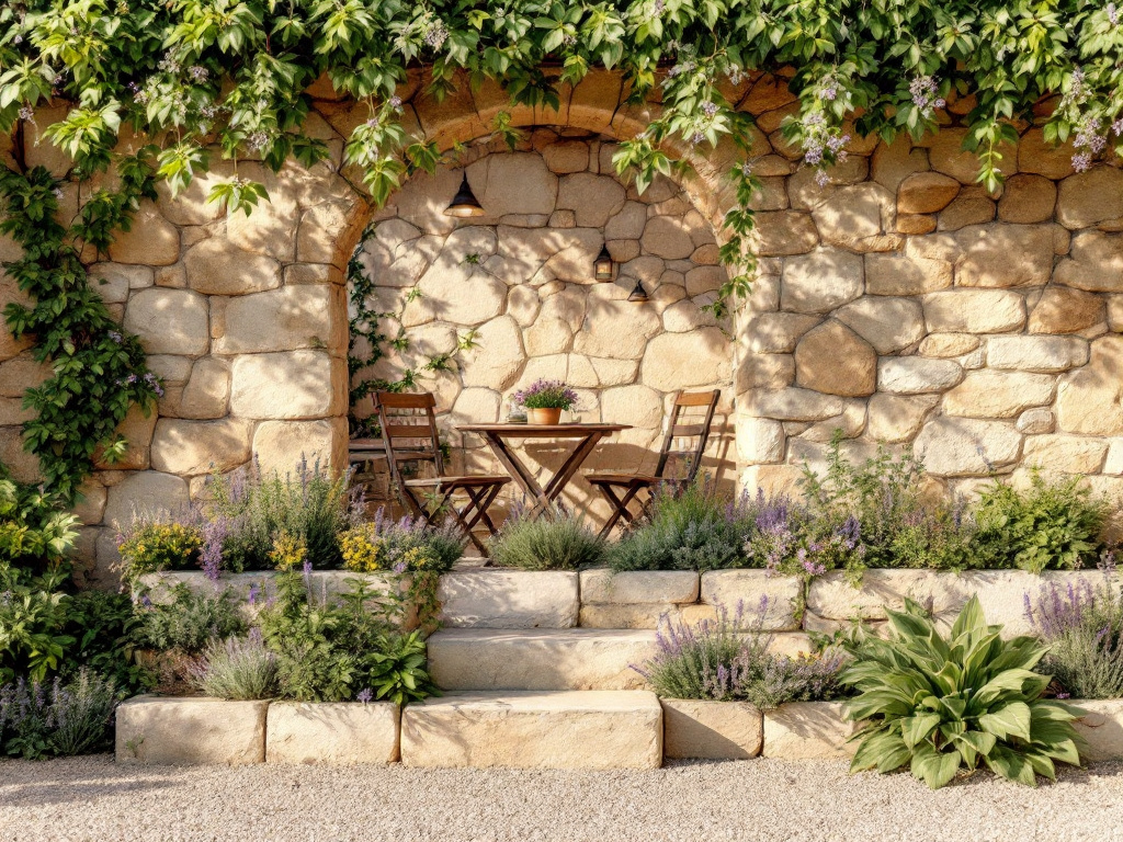 Wunderschone Mediterrane Mauer Garten Bild