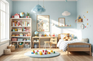 Spannende Kinderzimmer Teilen Wand Bild