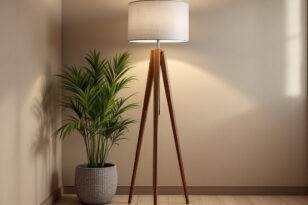 Stehlampe aus Holzbalken selber bauen » Ideen & Anleitung